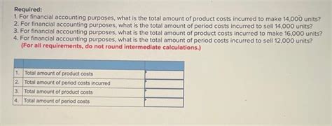 Solved Exercise 1 8 Product Costs And Period Costs Variable
