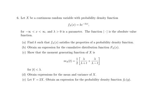 Solved 6 Let X Be A Continuous Random Variable With