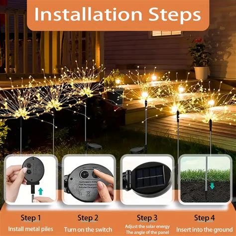 할로윈용 태양광 불꽃놀이 조명 240 150 60 Led 8가지 모드 빌라 화단 및 산책로용 야외 장식 Temu Republic Of Korea