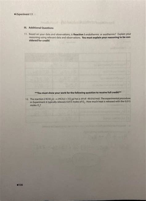 Solved Experiment II Additional Questions Based On Chegg Com