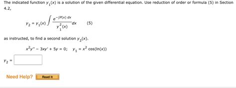 solved the indicated function y1 x is a solution of the