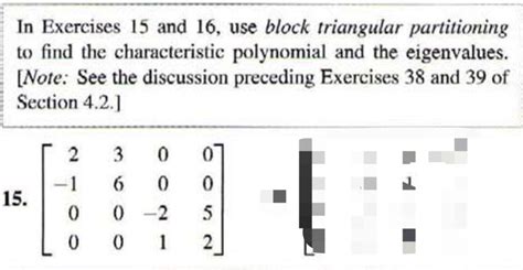 solved in exercises 15 and 16 use block triangular