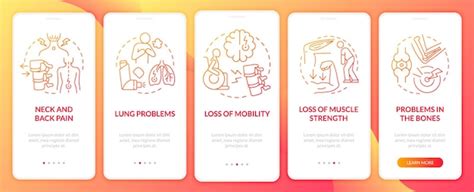 Premium Vector Physical Problems To Treat Red Onboarding Mobile App Page Screen