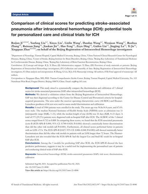 Pdf Comparison Of Clinical Scores For Predicting Stroke Associated