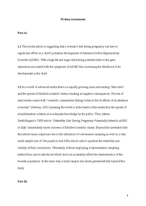 Written Assignment Written Assessment Part A 1 This Media Article Is