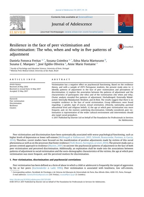 Pdf Resilience In The Face Of Peer Victimisation And Discrimination