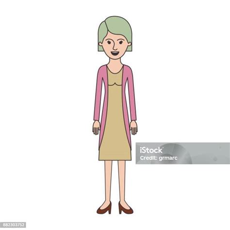 블라우스와 재킷 및 치마와 뒤꿈치 신발 화려한 실루엣에 짧은 머리 여자 전신 가득 찬에 대한 스톡 벡터 아트 및 기타 이미지 가득 찬 건강한 생활방식 경영자 Istock