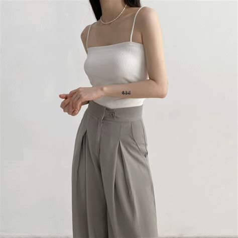 넛츠 골지 스퀘어 탑 나시 3color 가슴패드 얼레디연 에이블리