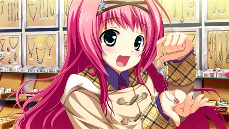 Asa Project Blue Eyes Game Cg Headband Kinomoto Nokia Long Hair Necklace Panta Pink Hair Renai