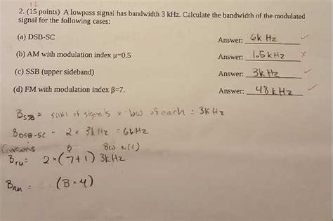 Solved 2 15 Points A Lowpass Signal Has Bandwidth 3 Khz