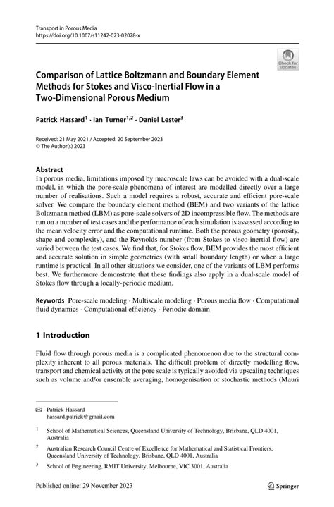 Pdf Comparison Of Lattice Boltzmann And Boundary Element Methods For Stokes And Visco Inertial