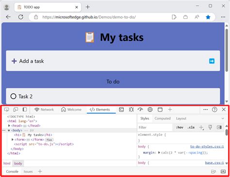 Devtools の配置を変更する ドッキング解除、dock を下に、dock を左に Microsoft Edge