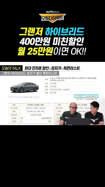 그랜저 하이브리드 최대 400만원 할인 월 25만원이면 문제없어요~ 리스 장기렌트 프로모션 할인 특가 쇼츠