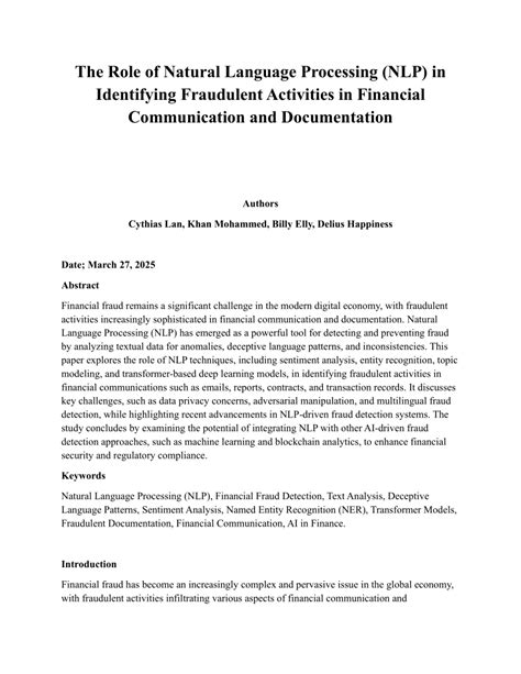 Pdf The Role Of Natural Language Processing Nlp In Identifying