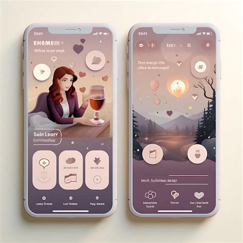Premium AI Image Mobile App Design Of Dating Matchmaking App Design Romantic Theme With Soft