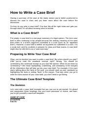 How To Write A Case Brief Docx How To Write A Case Brief Having A Summary Of The Case At The