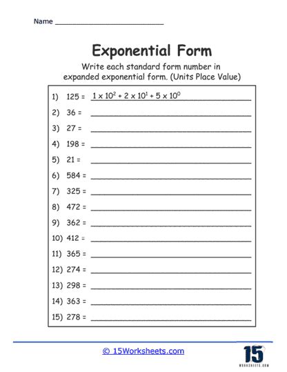Exponential Notation Worksheets For 5th Grade