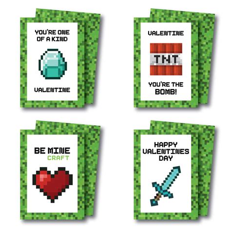 Printable Minecraft Valentines Cards Simply