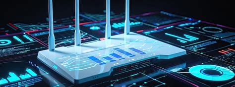 White Cable Is Plugged Into The Port Of Wifi Router Modern Wireless Router With Four