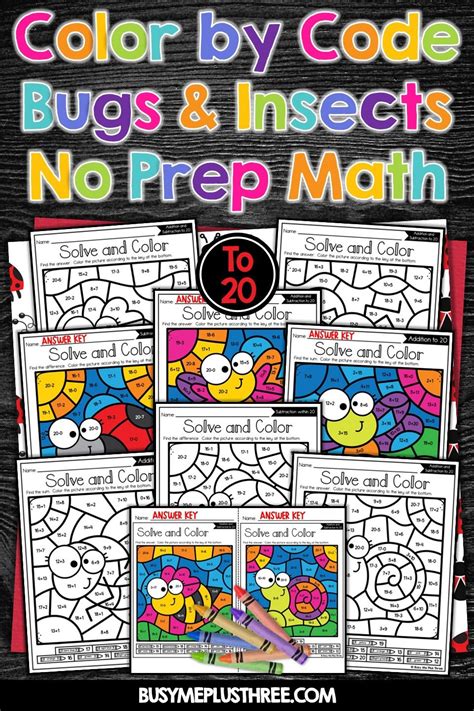 Color By Code Bugs And Insects Color By Number Addition And Subtraction To 20 Addition And