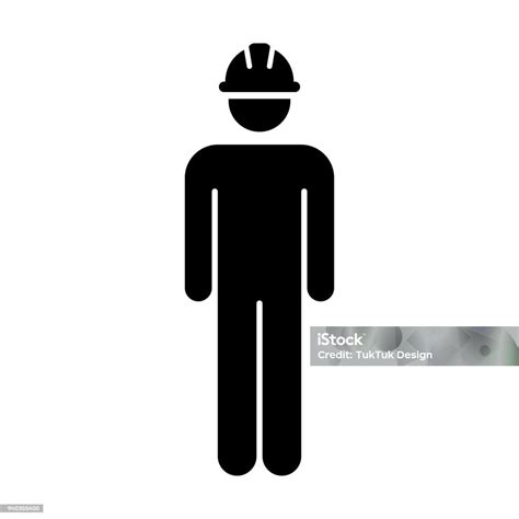 작업자 아이콘 벡터 남성 서비스 사람 Hardhat 헬멧과 재킷 문양 그림 기호에 건설 노동자를 건물의 아이콘에 대한 스톡 벡터 아트 및 기타 이미지 Istock