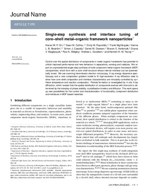 Pdf Single Step Synthesis And Interface Tuning Of Coreshell Metal