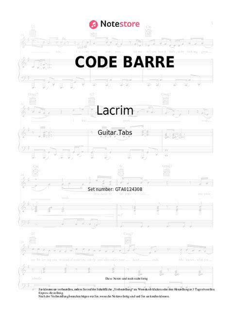 Code Barre Lacrim Gitarrentabs Bei Note Storede Gitarretabs Sku Gta0124308