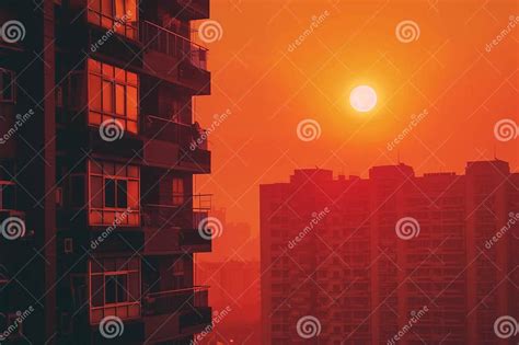 conceptual image of a city hit by extreme heatwave generative ai stock illustration