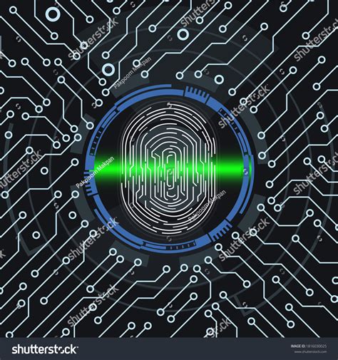 Cyber Security Fingerprint Scanning Technology Infographic Stock Vector Royalty Free