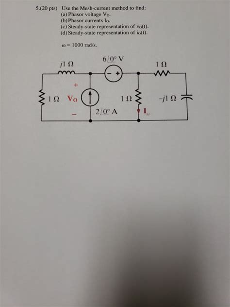 solved use the mesh current method to find a phasor