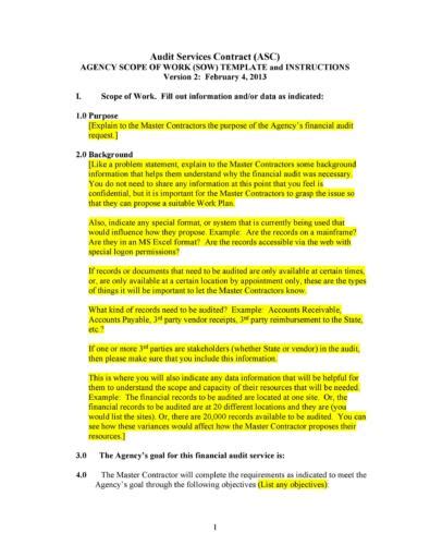 Ready To Use Scope Of Work Templates Examples