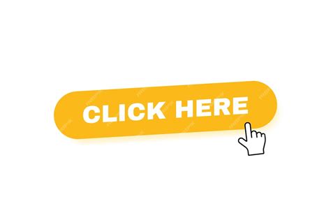 Premium Vector Click Here Button Label With Hand Pointer Clicking