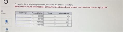 solved for each of the following annuities calculate the