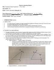 Lab 103 Translational Static Equilibrium Force Table Pdf Physics Laboratory Report Title