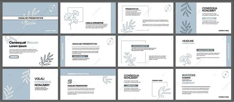 Presentation And Slide Layout Background Design Blue Pastel Leaves Template Use For Business