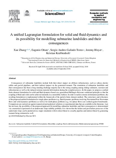 Pdf Sciencedirect A Unified Lagrangian Formulation For Solid And