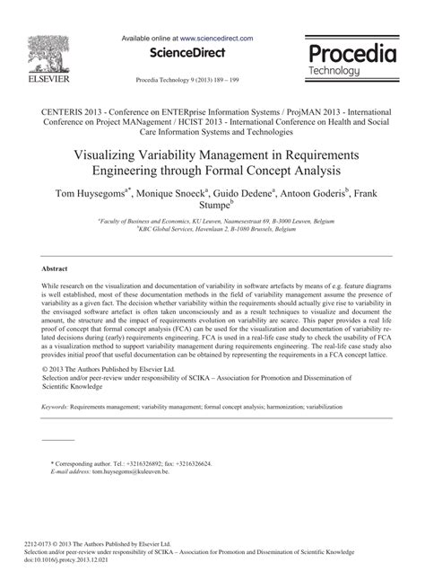 Pdf Visualizing Variability Management In Requirements Engineering