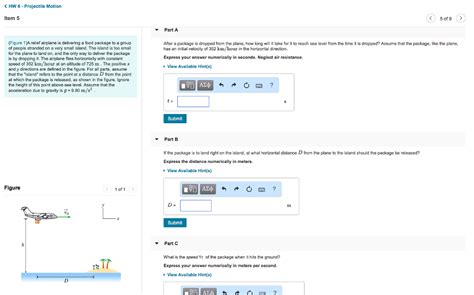 Solved Khw 6 Projectile Motion Item 5 5of9 Part A Figure