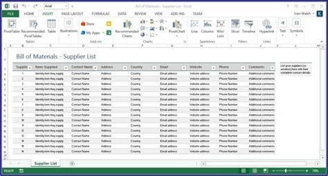 Suppliers Database Template Excel Template 1 Resume Examples