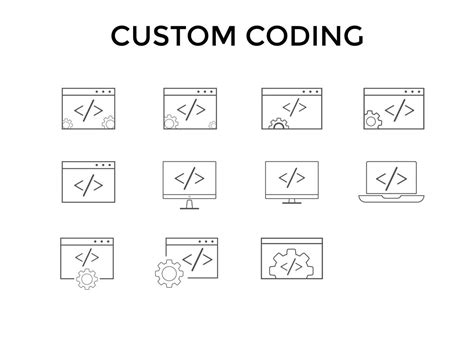 Set Of Custom Coding Icons Vector Illustration Modern Style Custom