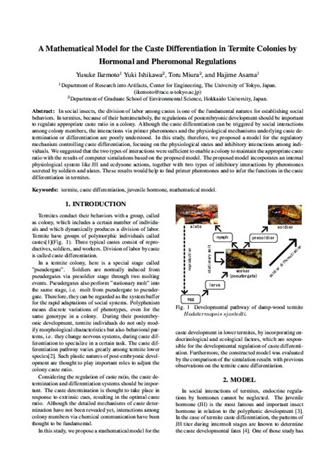 Pdf A Mathematical Model For Caste Differentiation In Termite Colonies Isoptera By Hormonal