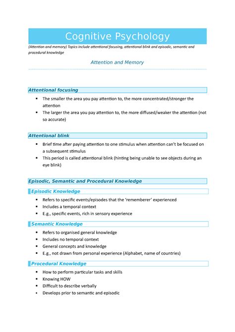 Cognitive Psychology 5 Cognitive Psychology Attention And Memory