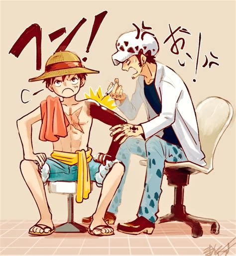 Monkey D Luffy And Trafalgar Law One Piece Drawn By Magu Pink Danbooru
