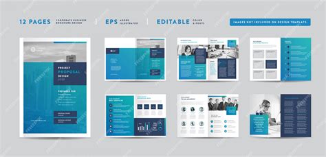 기업 비즈니스 프로젝트 제안서 디자인 연례 보고서 및 회사 브로셔 소책자 및 카탈로그 디자인 프리미엄 벡터