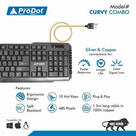 Prodot Curvy Black Keyboard Mouse Combo Wired At ₹ 299 Piece In New Delhi Id 2856011496473