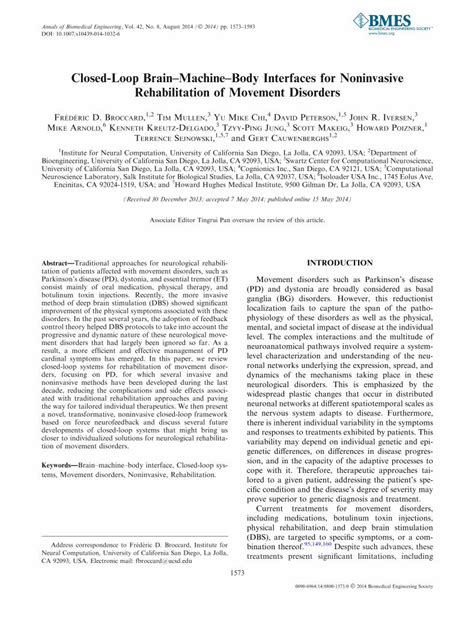 Pdf Closed Loop Brain Machine Body Interfaces For Brain Machine