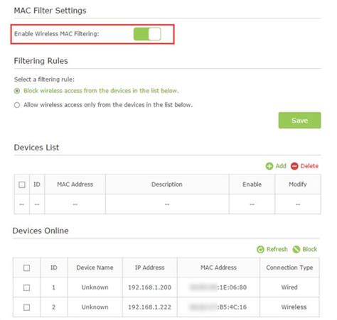 How To Set Up Mac Filtering Function On Ac Vdsladsl Modem Router Tp Link United Kingdom
