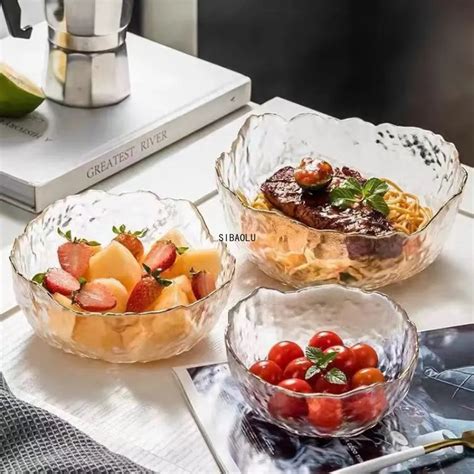 빈티지 그릇 예쁜 나무 금 상감 가장자리 유리 샐러드 과일 밥 서빙 음식 보관 용기 점심 도시락 상자 장식 티몬