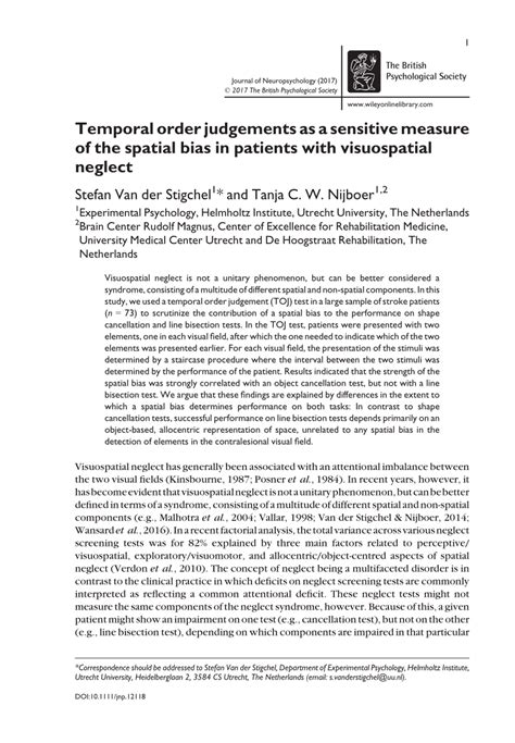 Pdf Temporal Order Judgements As A Sensitive Measure Of The Spatial