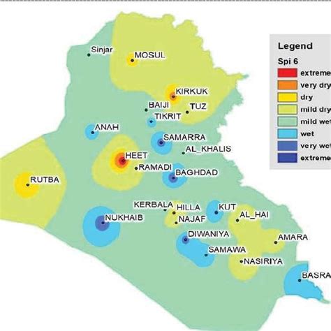 Spatial Drought Distribution Map For Spi 6 At April Month From 2030